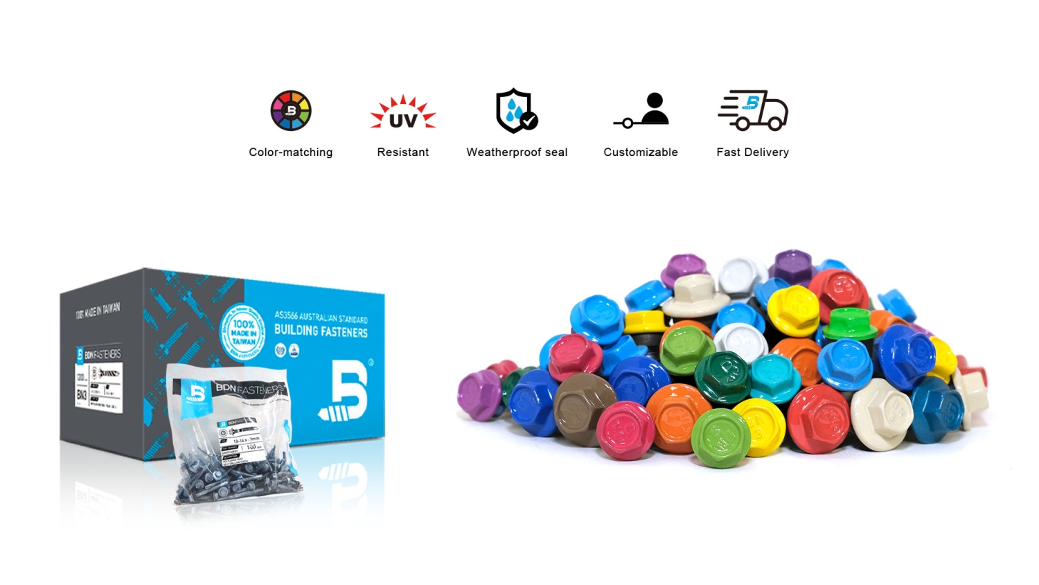 Colour coated roofing screws | BDN Color-Tite™